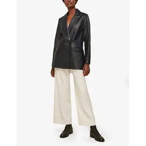 Whistles Aliza Leather Double-breasted Blazer