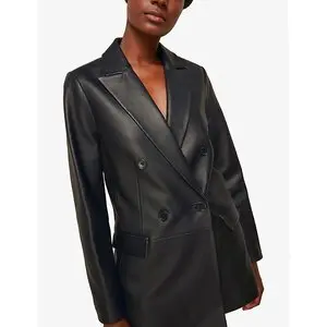 Whistles Aliza Leather Double-breasted Blazer