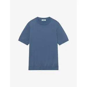 Sandro Crewneck Classic-fit Knitted T-shirt Xl Bleus