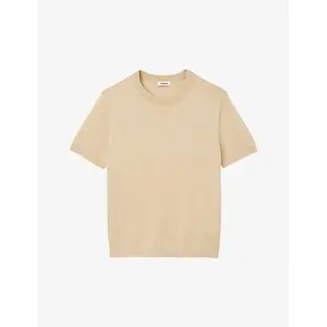 Sandro Crewneck Classic-fit Knitted T-shirt Xl Bruns
