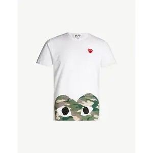 Play Comme Des Garcon Heart-print Cotton-jersey T-shirt