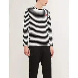 Play Comme Des Garcon Striped Cotton Jumper Xxl - Black