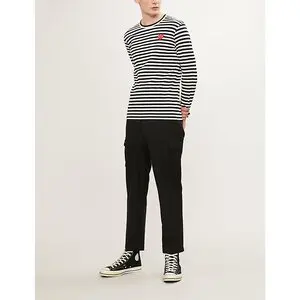 Play Comme Des Garcon Striped Cotton Jumper Xxl - Black
