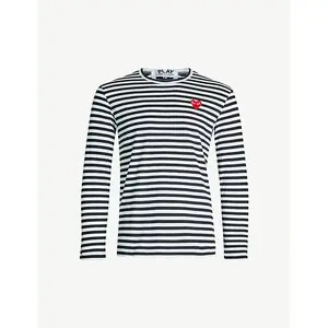 Play Comme Des Garcon Striped Cotton Jumper Xxl - Black