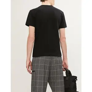 Play Comme Des Garcon Logo-embroidered Cotton-jersey T-shirt - Black