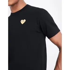 Play Comme Des Garcon Logo-embroidered Cotton-jersey T-shirt - Black