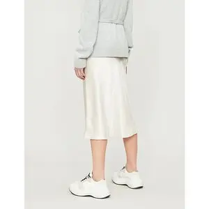 Vince Flared High-rise Crushed Satin Midi Skirt - Champagne