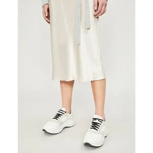Vince Flared High-rise Crushed Satin Midi Skirt - Champagne