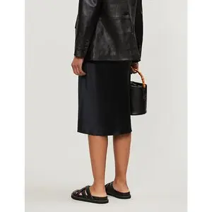 JOSEPH Isaak Silk-satin Midi Skirt - Black