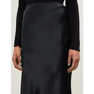 JOSEPH Isaak Silk-satin Midi Skirt - Black