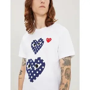 Play Comme Des Garcon Heart-print Cotton-jersey T-shirt