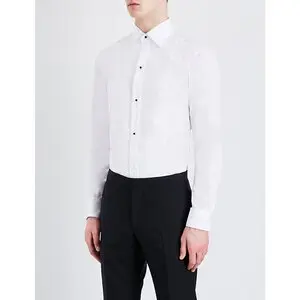 Eton Pleated-panel Double-cuff Slim-fit Cotton Evening Shirt - White