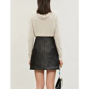 Whistles A-line Leather Mini Skirt - Black