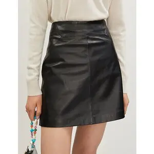 Whistles A-line Leather Mini Skirt - Black