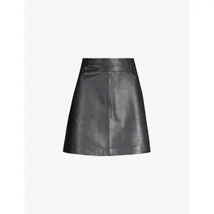 Whistles A-line Leather Mini Skirt - Black