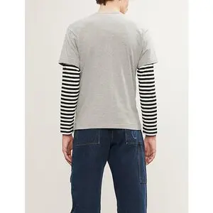 Play Comme Des Garcon Heart-embroidered Cotton-jersey T-shirt Xxl - Grey