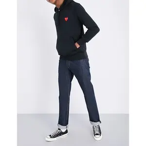 Play Comme Des Garcon Heart-appliquéd Stretch Hoody - Black