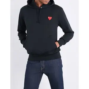 Play Comme Des Garcon Heart-appliquéd Stretch Hoody - Black