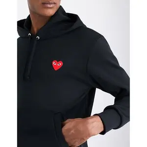 Play Comme Des Garcon Heart-appliquéd Stretch Hoody - Black