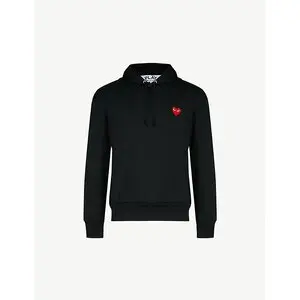 Play Comme Des Garcon Heart-appliquéd Stretch Hoody - Black