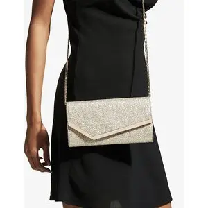JIMMY CHOO Emmie Glittered Clutch - Platinum Ice