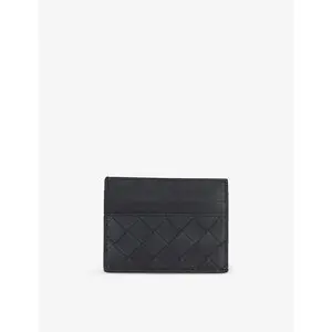 Bottega Veneta Double-faced Woven Leather Card Holder - Black Silver