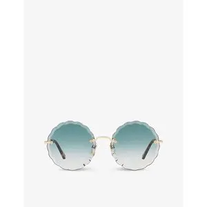 Chloé Ch0047s Scalloped Round-frame Sunglasses - Gold
