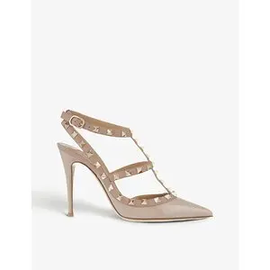 Valentino Garavani So Noir Rockstud Patent-leather Heeled Sandals - Nude