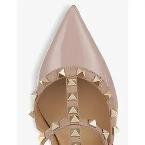 Valentino Garavani So Noir Rockstud Patent-leather Heeled Sandals - Nude