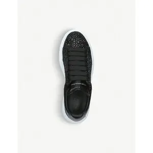 Alexander McQueen Runway Glitter-leather Platform Trainers - Black