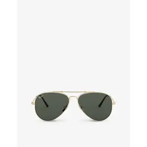 Ray-ban Aviator-frame Polarised Titanium Sunglasses - Gold