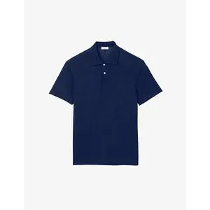 Sandro Beach Marled Regular-fit Linen Polo Shirt M Bleus