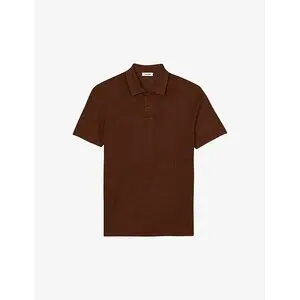 Sandro Beach Marled Regular-fit Linen Polo Shirt M Bruns