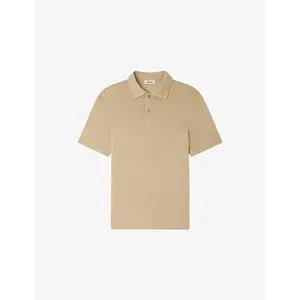 Sandro Beach Marled Regular-fit Linen Polo Shirt - Sand