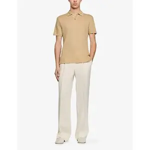 Sandro Beach Marled Regular-fit Linen Polo Shirt - Sand