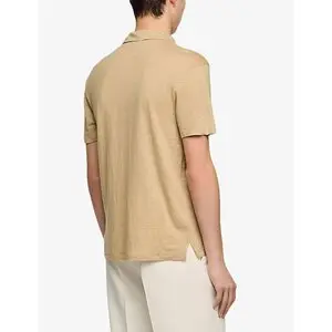 Sandro Beach Marled Regular-fit Linen Polo Shirt - Sand