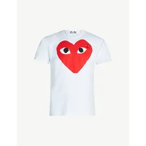 Play Comme Des Garcon Heart Logo Cotton-jersey T-shirt - White