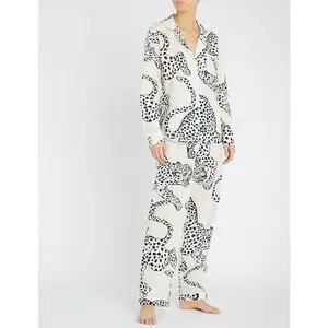 Desmond & Dempsey Printed Regular-fit Cotton-poplin Pyjama Set - Black Cream