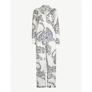 Desmond & Dempsey Printed Regular-fit Cotton-poplin Pyjama Set - Black Cream