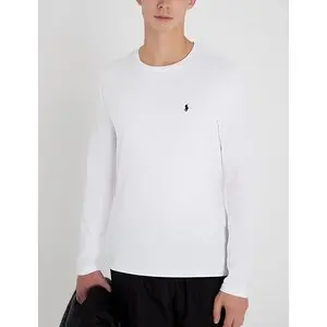 Polo Ralph Lauren Crewneck Long-sleeved Cotton-jersey T-shirt - White