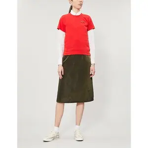 Play Comme Des Garcon Heart-embroidered Cotton-jersey T-shirt - Red