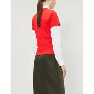 Play Comme Des Garcon Heart-embroidered Cotton-jersey T-shirt - Red