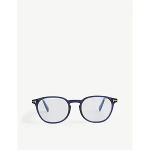 TOM FORD Acetate Square-frame Optical Glasses - Blue
