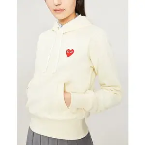 Play Comme Des Garcon Comme Des Garçons Play Logo-embroidered Hoody - Ivory