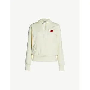 Play Comme Des Garcon Comme Des Garçons Play Logo-embroidered Hoody - Ivory