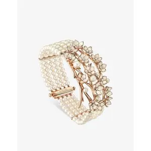 SHAUN LEANE Cherry Blossom Diamond And Pearl Bracelet - Rose Gold Vermeil