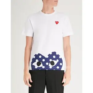 Play Comme Des Garcon Polka-dot Logo-print Cotton-jersey T-shirt