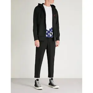 Play Comme Des Garcon Polka-dot Logo-print Cotton-jersey T-shirt