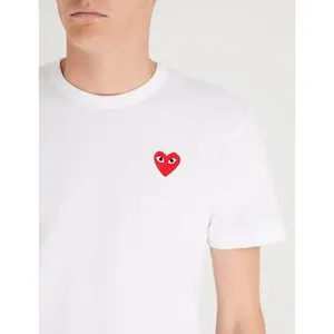 Play Comme Des Garcon Polka-dot Logo-print Cotton-jersey T-shirt