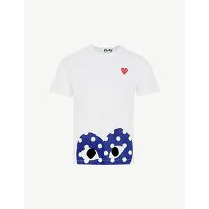 Play Comme Des Garcon Polka-dot Logo-print Cotton-jersey T-shirt